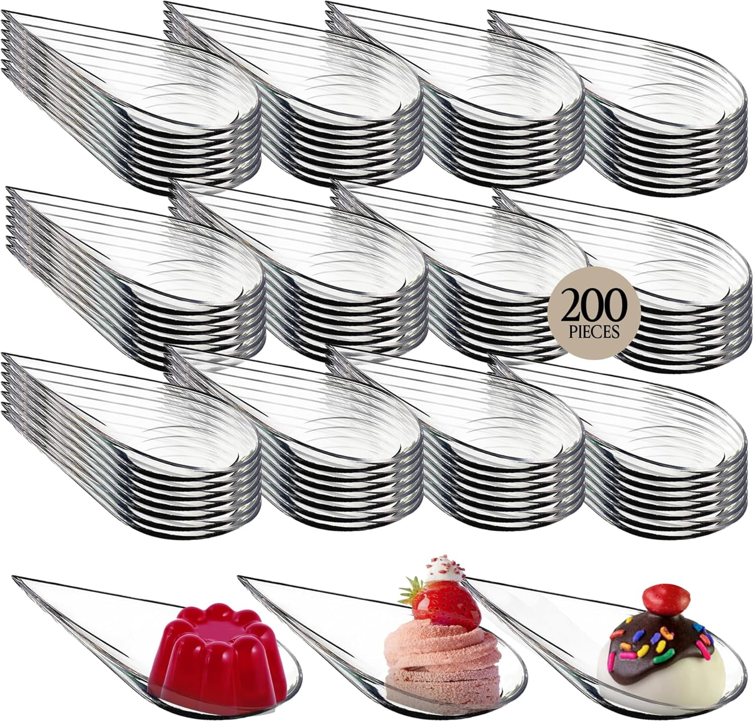 200 Pieces Teardrop Spoon Set, 1.5 Ounce, Asian Dessert Spoons for Home ...