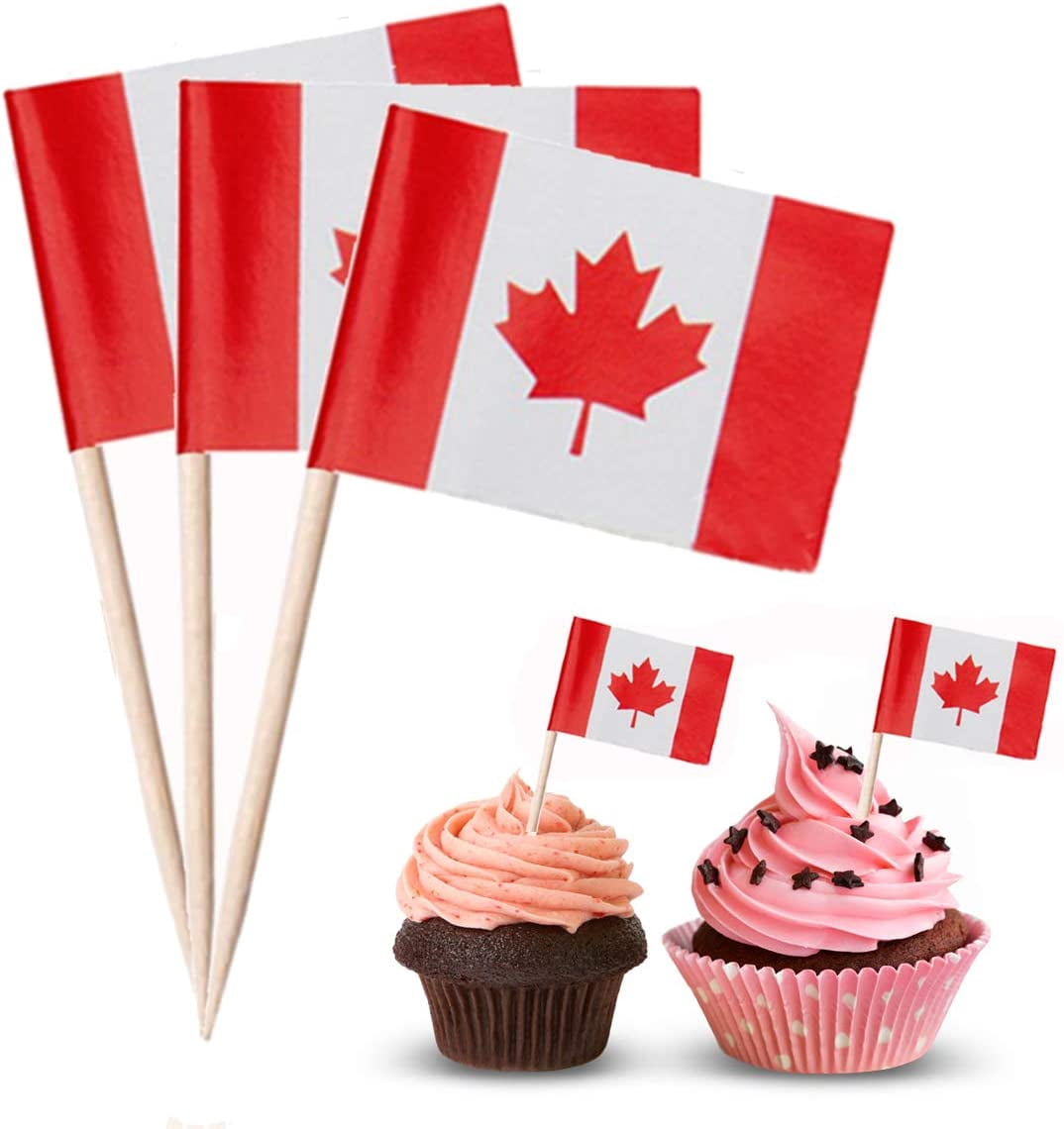 200 Pieces Toothpick Flags Canada Canadian Flags,Cupcake Toppers Flag ...