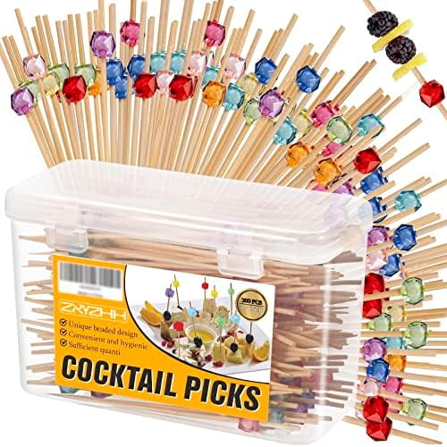 200 Pieces Toothpicks for Appetizers - Multicolor Bamboo Long Cocktail ...