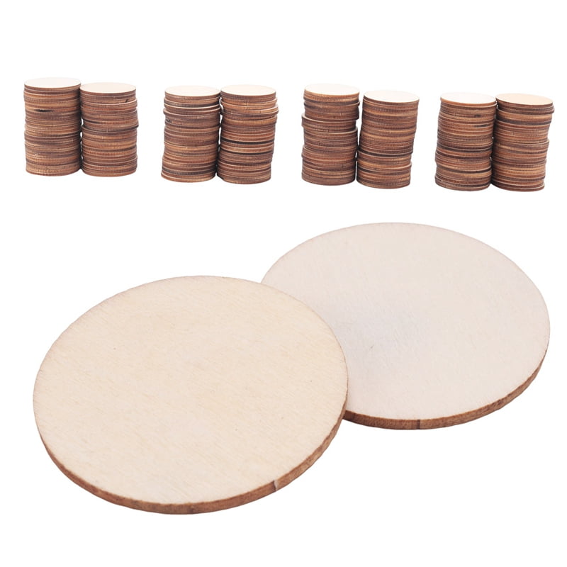 200 Pieces Unfinished Wood Slices Round Disc Circle Wood Pieces Wooden ...