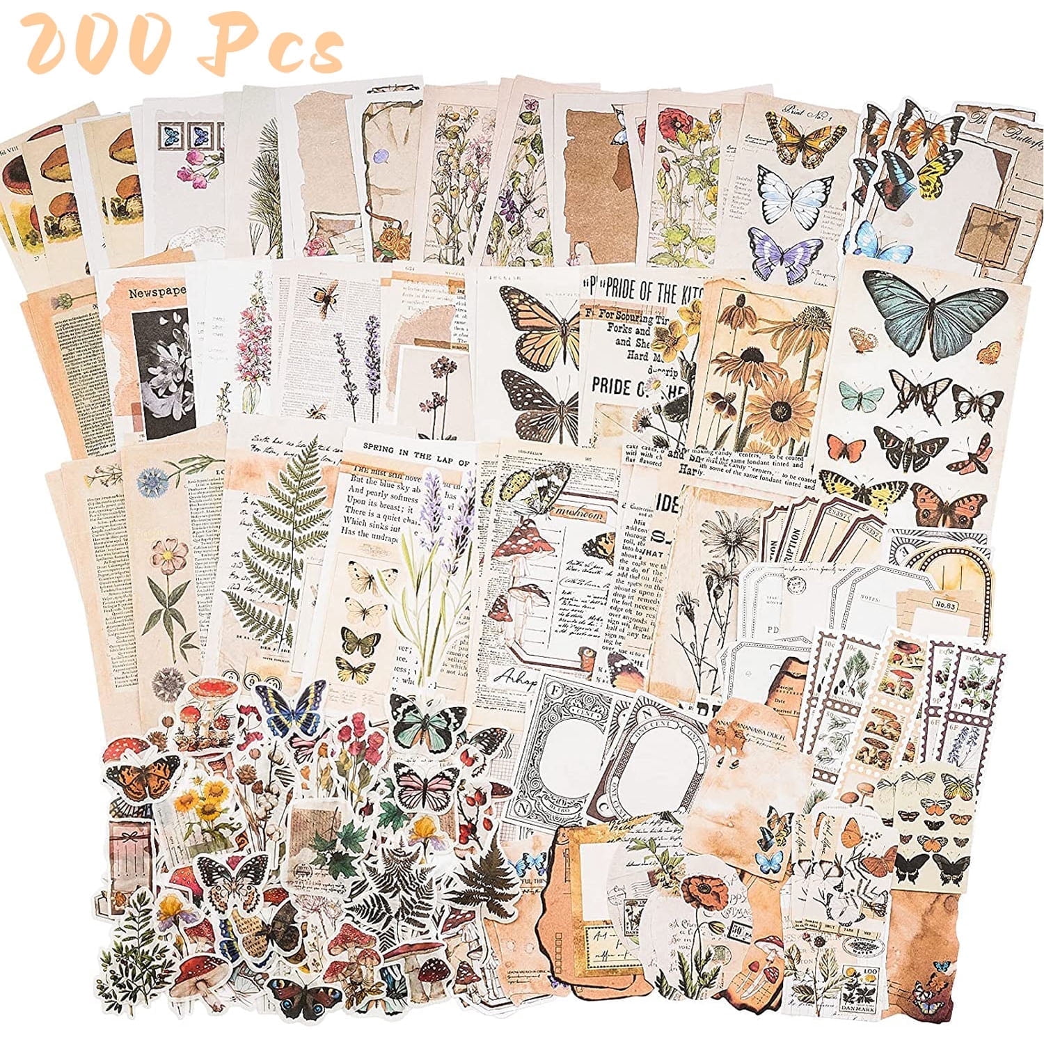 Style-Carry, Vintage Scrapbooking Stickers, 200 Pieces, Art Journaling ...
