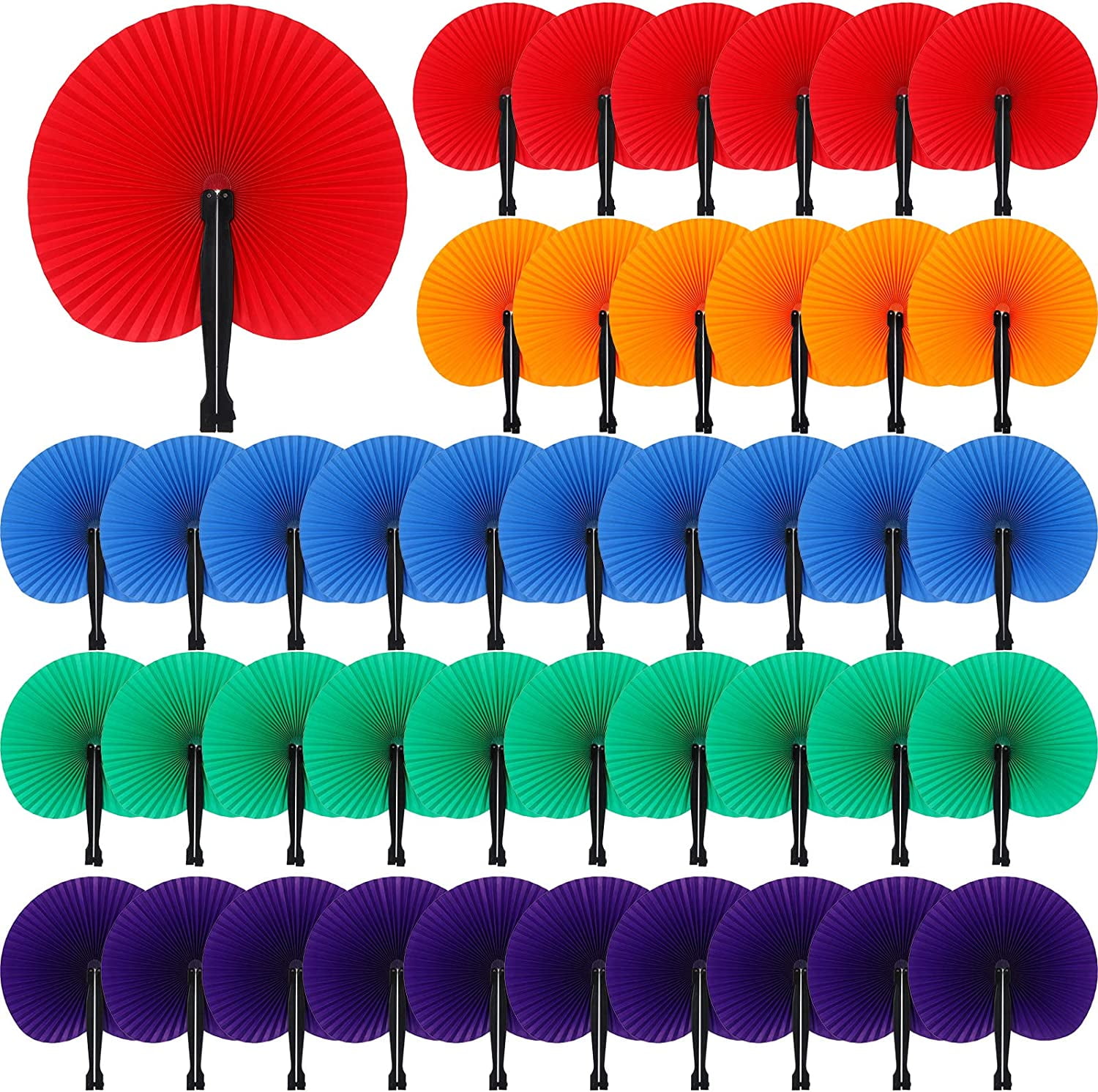 200 Pieces Wedding Fans Folding Paper Fans Paper Fans Round Shaped ...