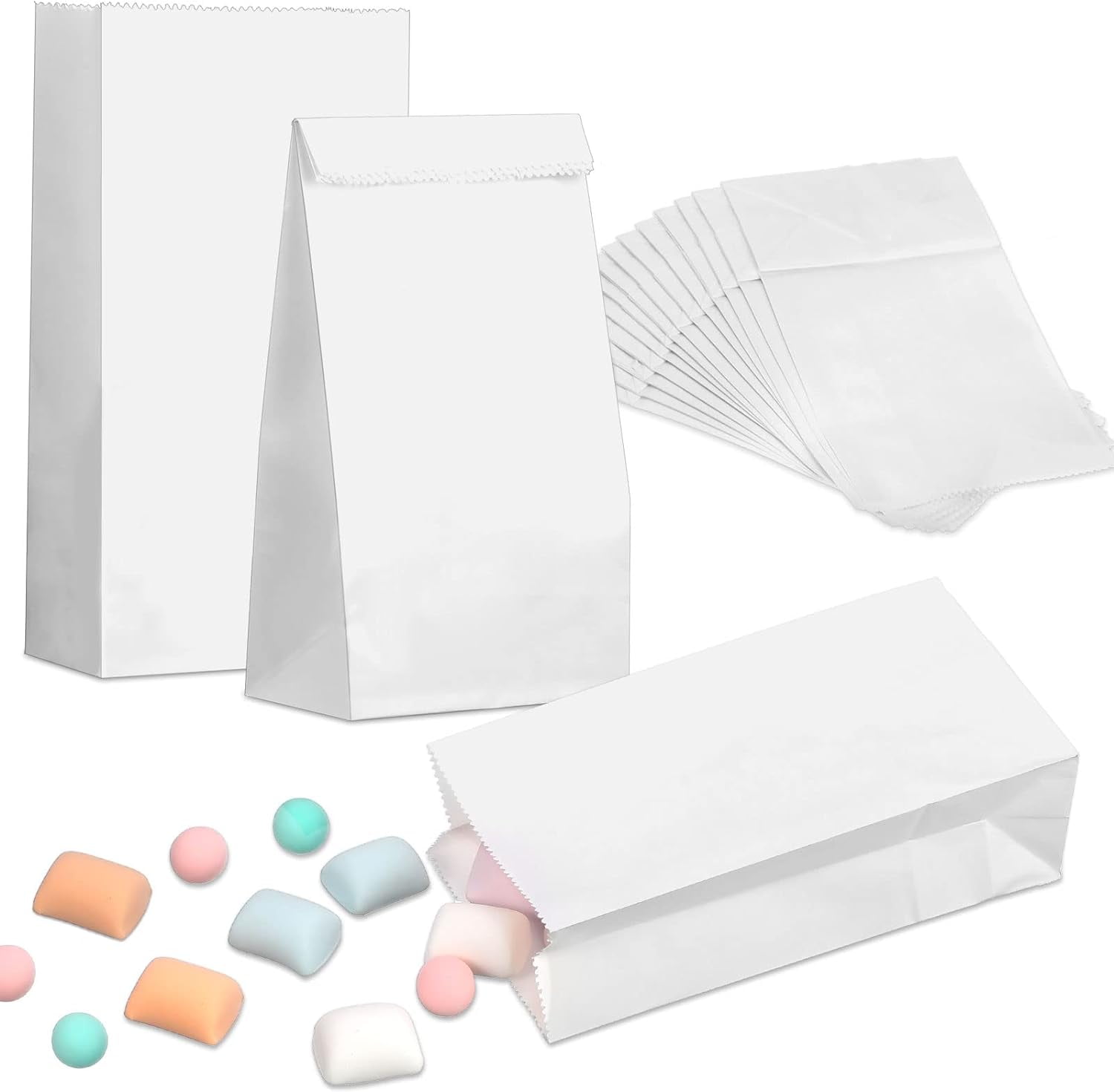 200 Pieces White Paper Bags - Mini Kraft Paper Treat Bags for Weddings ...