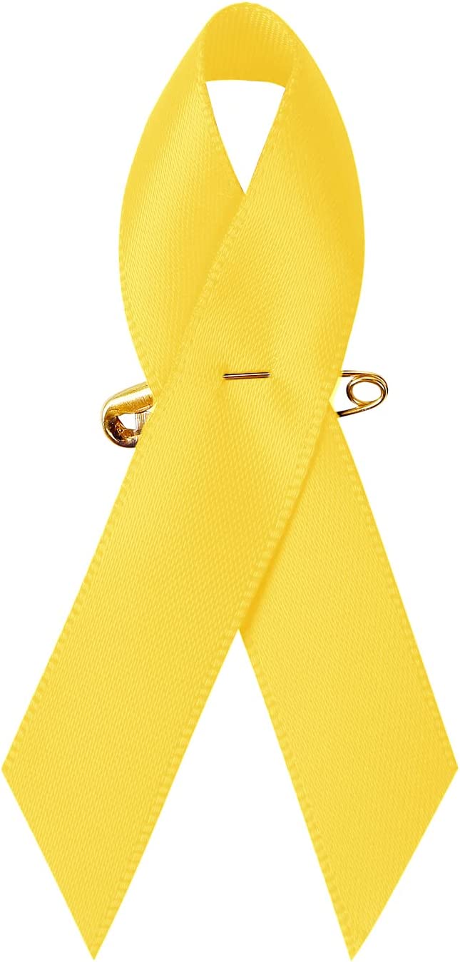 200 Pieces Yellow Satin Awareness Ribbons with Safety Pins for ...