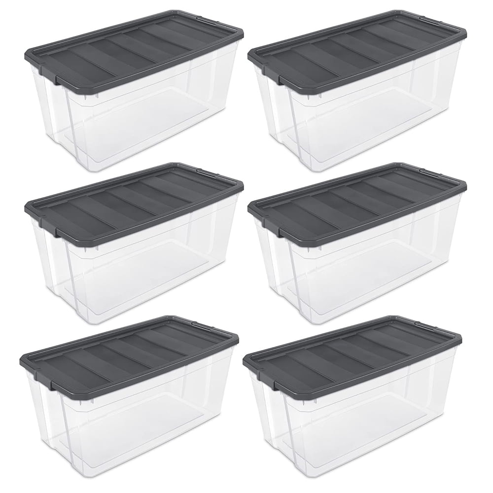 200 Quart Plastic Stacker Box, Lidded Storage Bin Container for Home ...