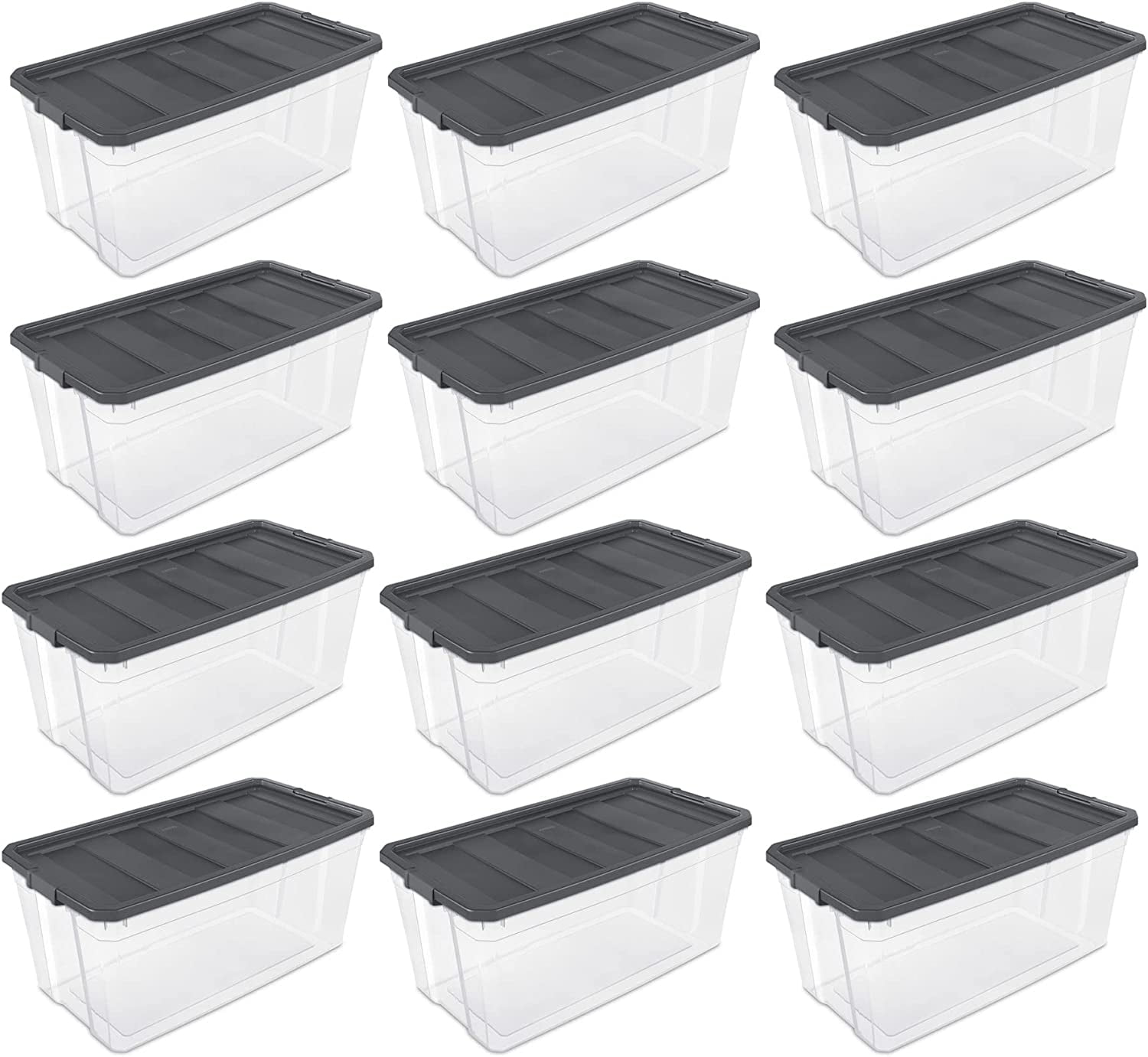 200 Quart Plastic Stacker Box, Lidded Storage Bin Container for Home ...