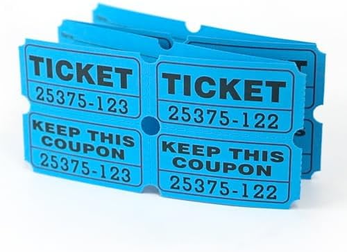 200 Raffle Tickets, 50/50 Double Ticket, Bold Numbers for Easy Reading ...