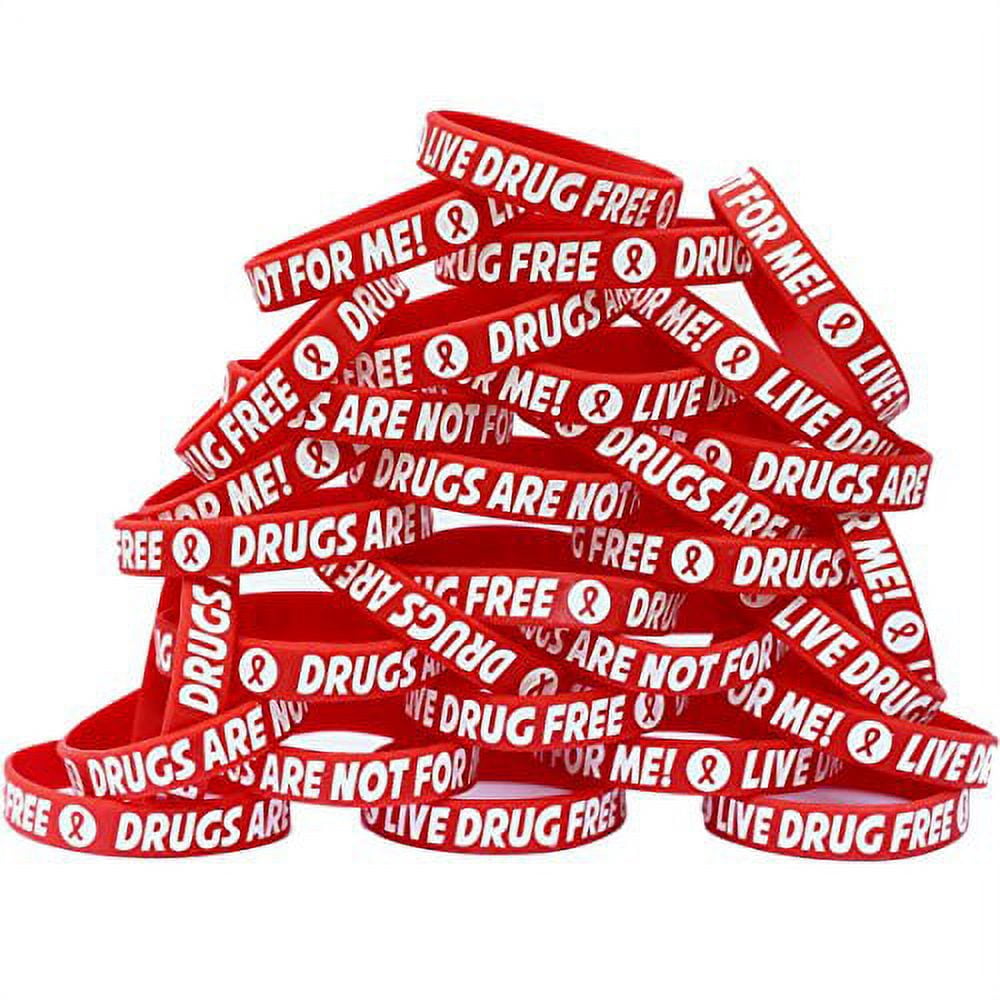 200 Red Youth Size Live Drug Free Bracelets - Red Ribbon Week ...