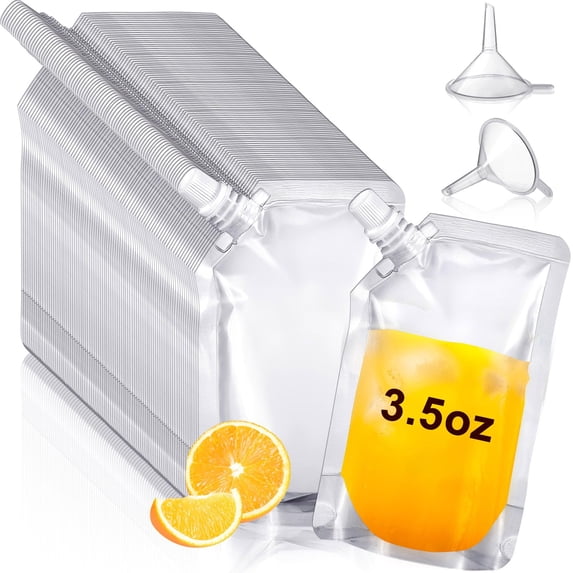 200 Reusable Plastic Pouches Bulk Squeeze Juice Drink Clear Leak Proof ...