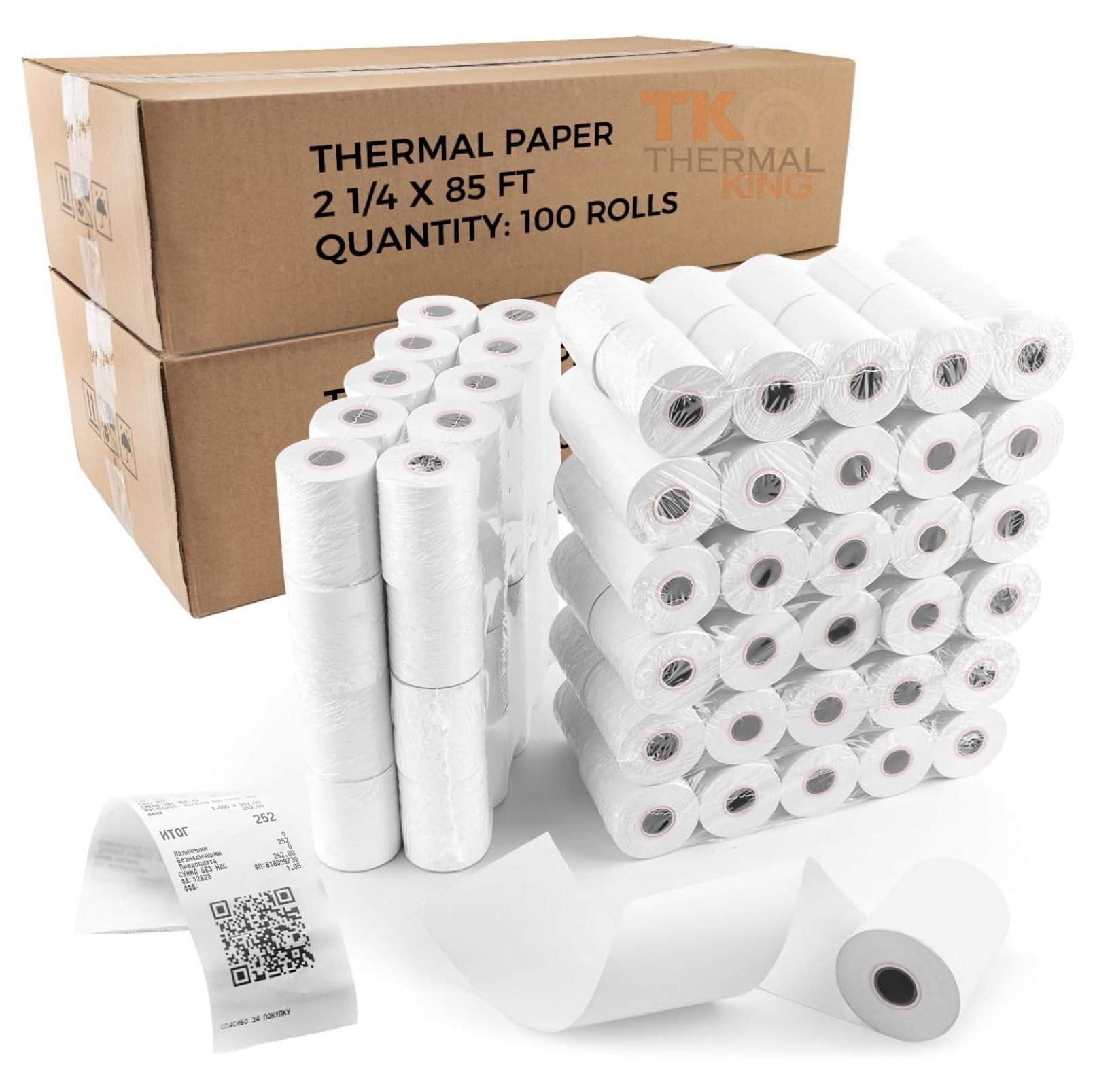 (200 Rolls) 2 1/4" 85' feet White Thermal Paper Cash Register POS ...