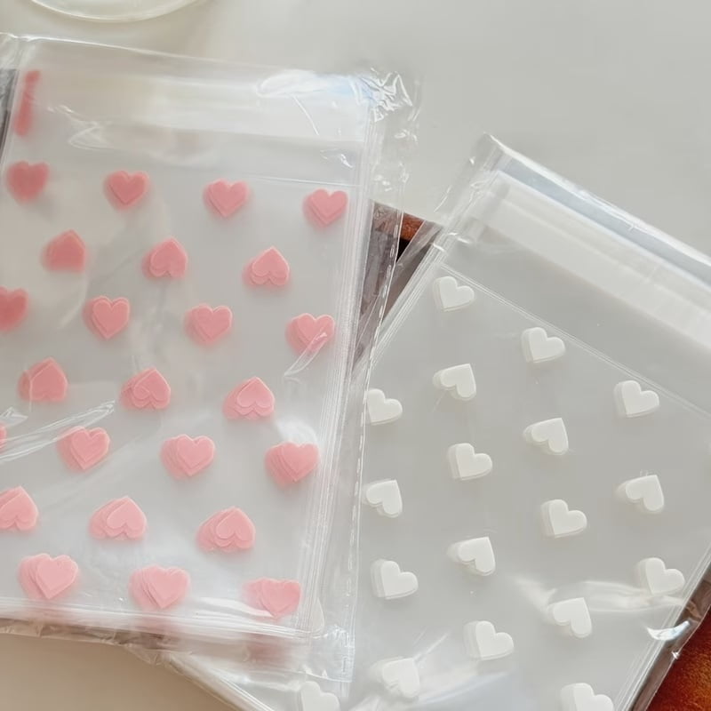 200 Self-Adhesive Heart-Shaped Plastic Bags - Multi-Purpose Gift ...