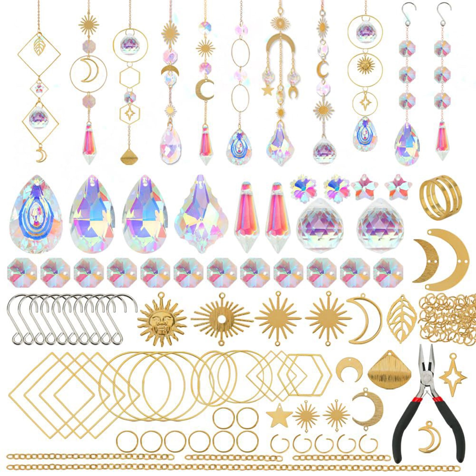 200/Set DIY Suncatcher Making Kits for Adults Kids Faux Crystal Sun ...