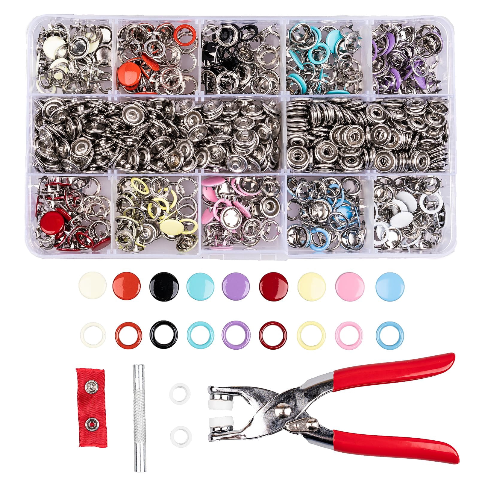 200 Set Snap Button Kit - 9.5mm 10 Colors Snaps for Fabric - Fastener ...