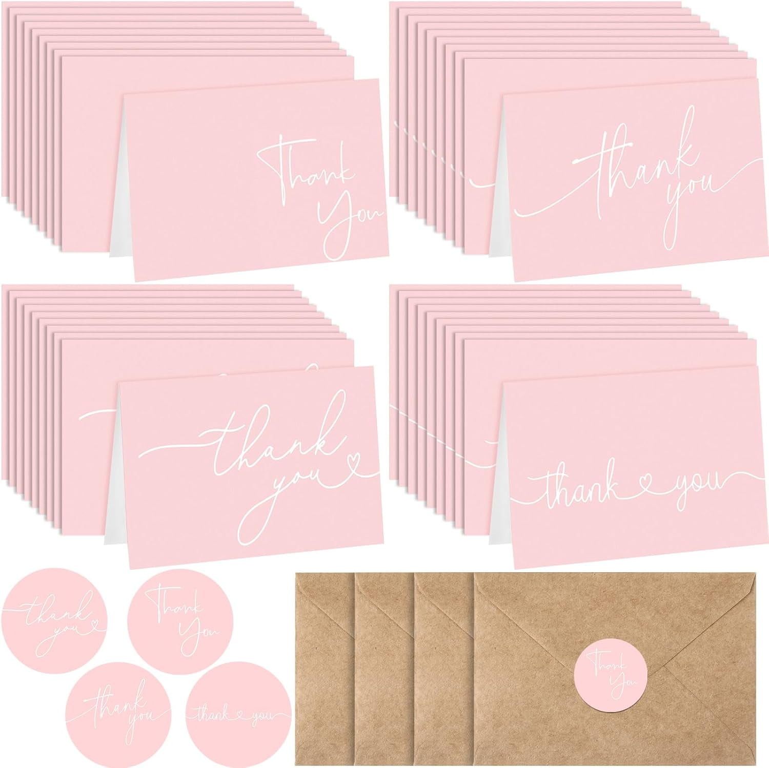 200 Set Thank You Cards with Envelopes Bulk, 6 x 4 Inch Blank Thank U ...