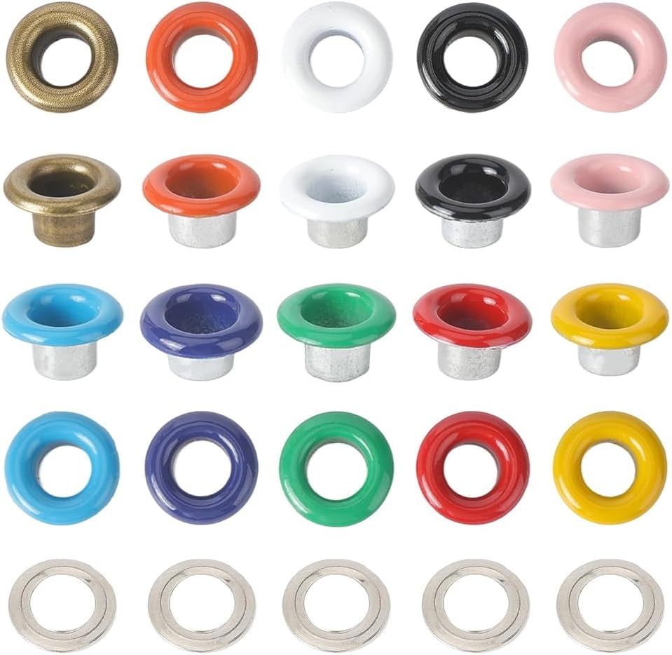 200 Sets 10 Colors ID Grommets Eyelets 0.18 Inch Hole Self Backing ...