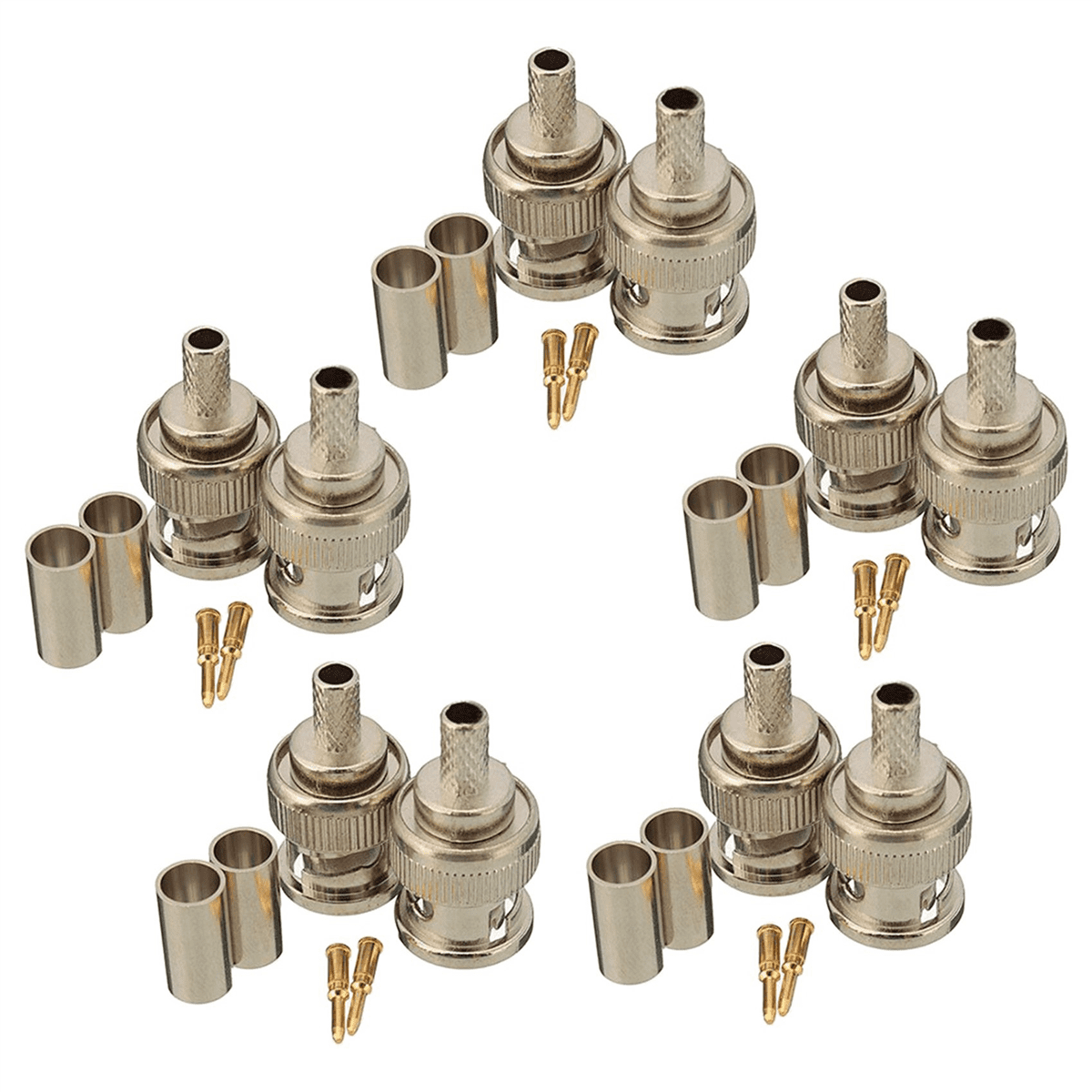 200 Sets 3-Piece BNC Male RG58 Plug Crimp Connectors - Walmart.com