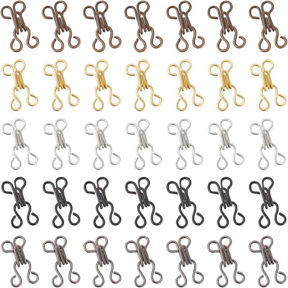 200 Sets 5 Colors Brass Garment Hook and Eye 12mm Mini Sewing Hooks and ...