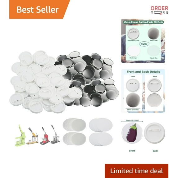 200 Sets 58mm Button Maker Supplies - DIY Badge Kit for Personalized ...
