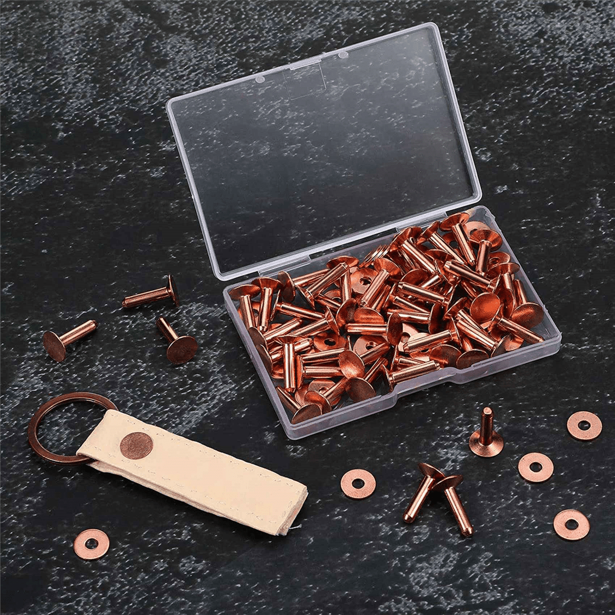 200 Sets Copper Rivets and Burrs Washers Leather Copper Rivet Fastener ...