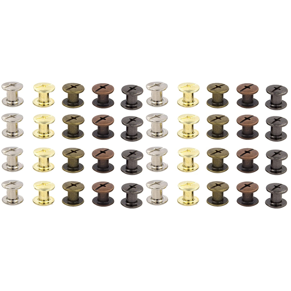 200 Sets Double Cap Rivet Tubular Double-sided Rivets Leather Craft ...