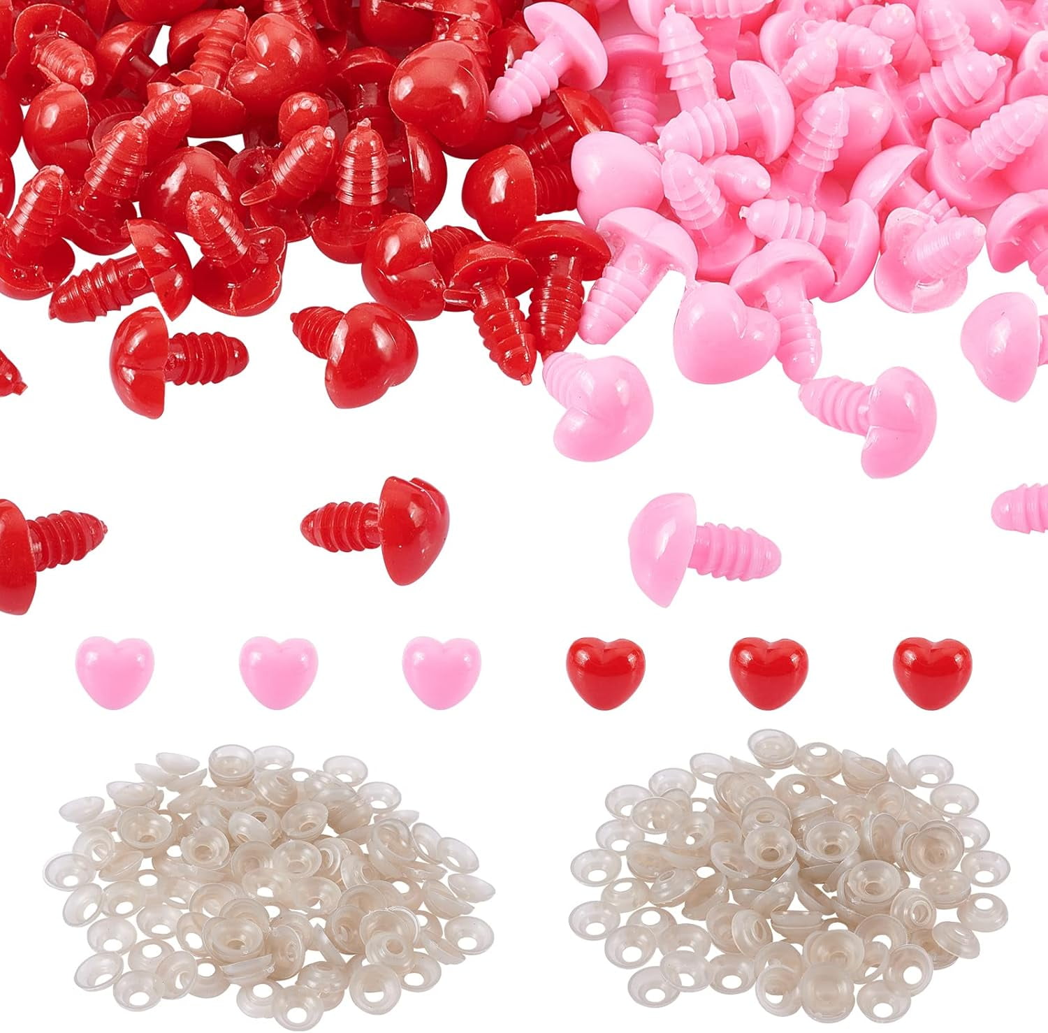 200 Sets Heart Safety Eyes 12mm Crochet Nose Button Eye Plastic Craft ...