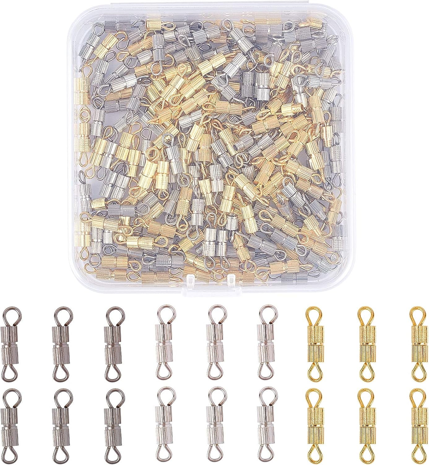 200 Sets Iron Screw Twist Clasps Platinum and Golden Screw Barrel ...
