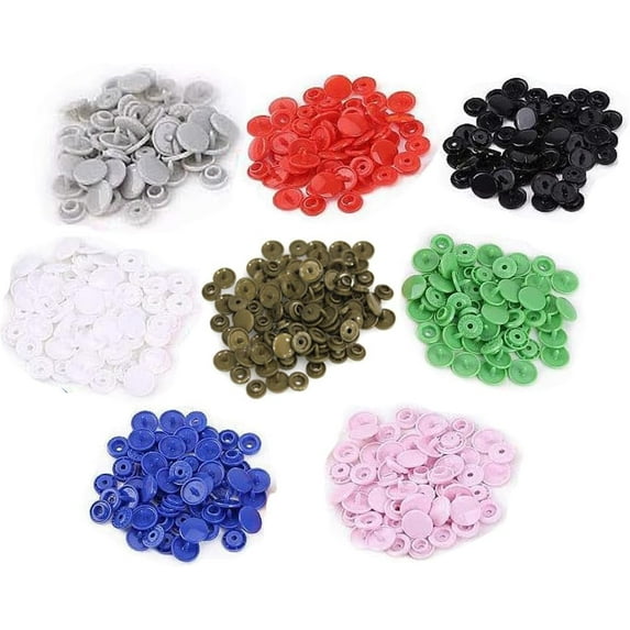 200 Sets Long Prong Plastic Snaps, 8 Colors Size 20 T5 Glossy Round ...