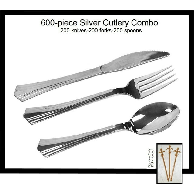 200 Sets Reflections Like Silver Plastic Silverware, Cutlery Combo of ...