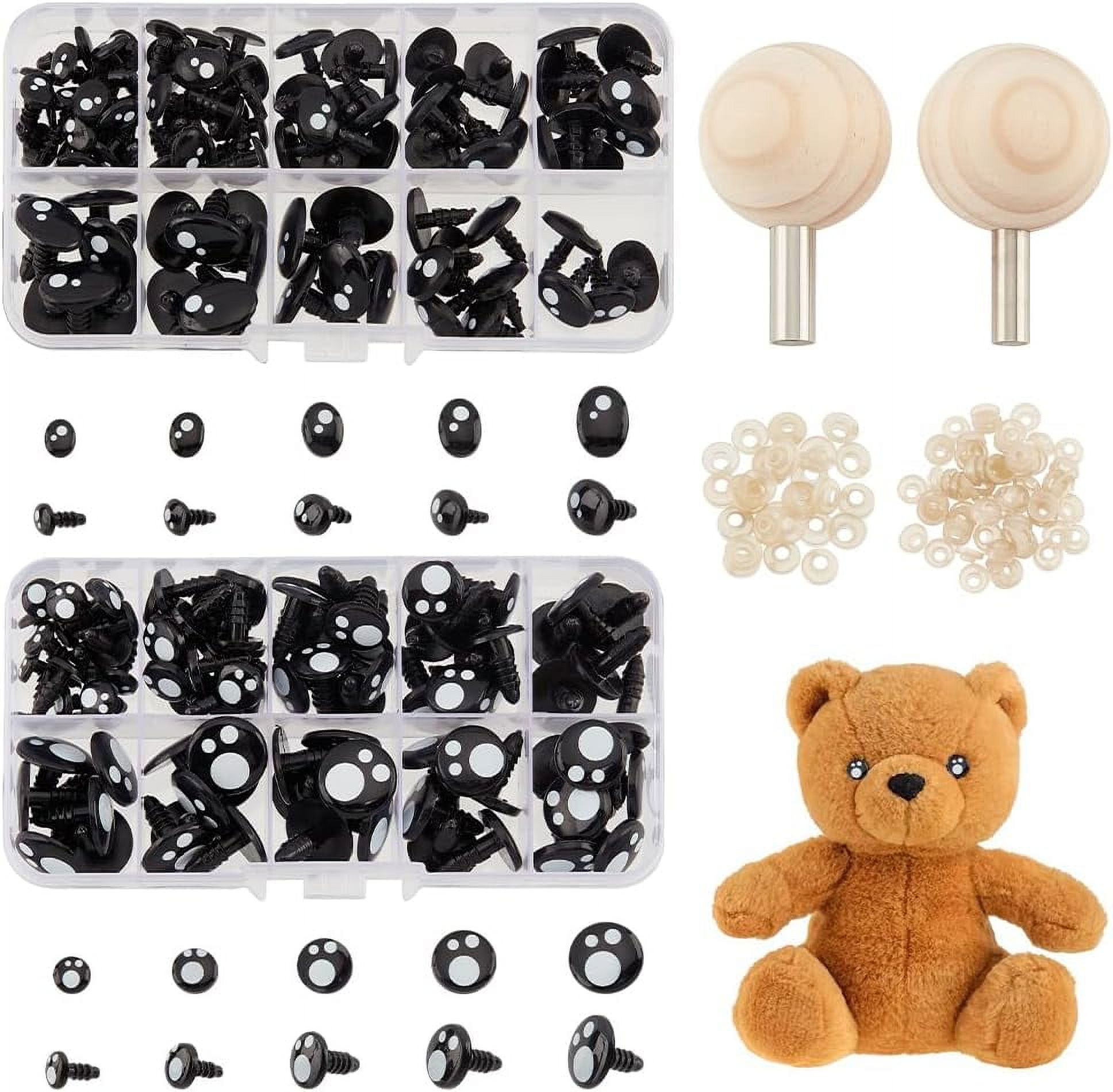 200 Sets Safety Eyes 2 Styles Kawaii Craft Eyes Black Stuffed Animal ...