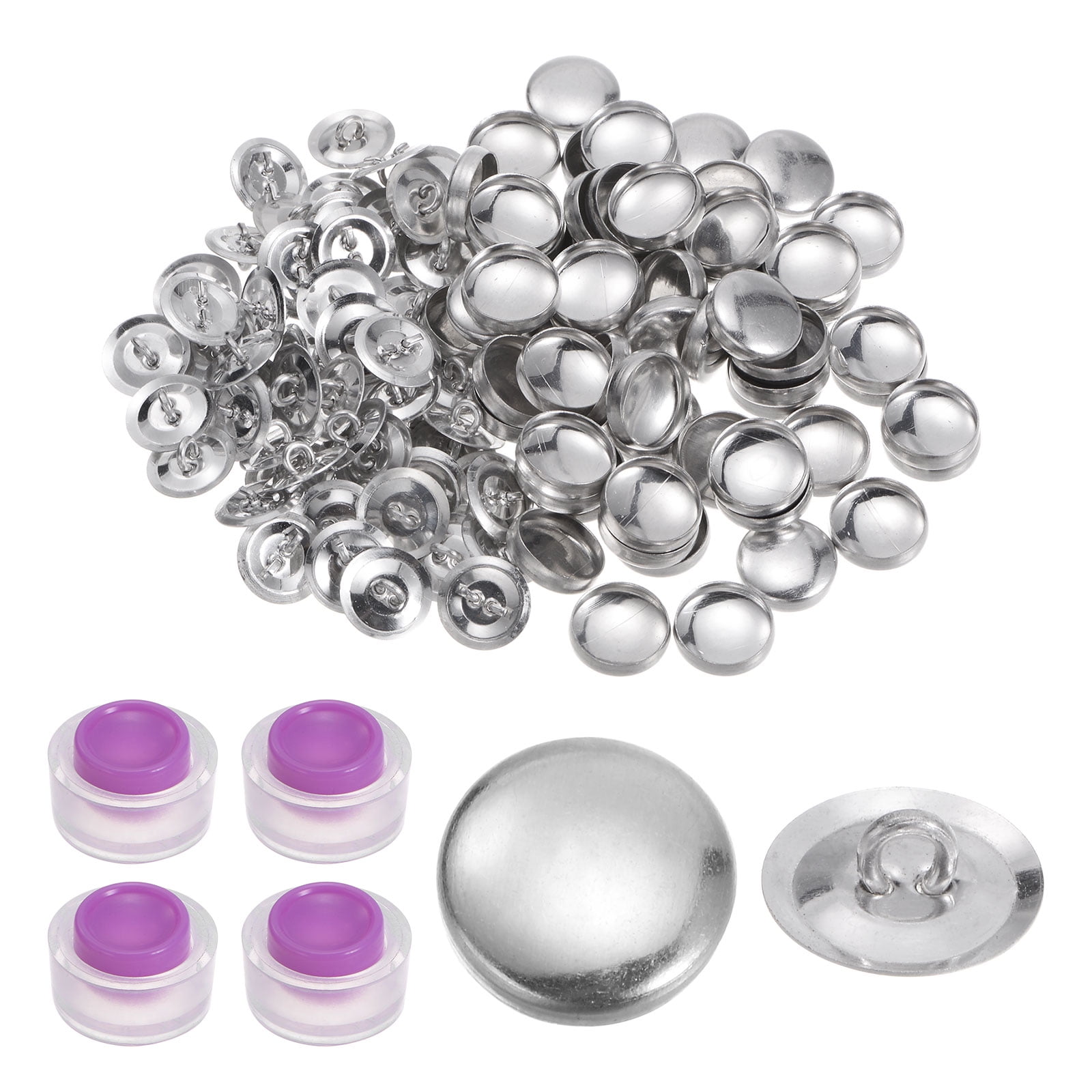 200 Sets Self Cover Button Kit 15mm Metal Aluminum Button with 4 Tools ...