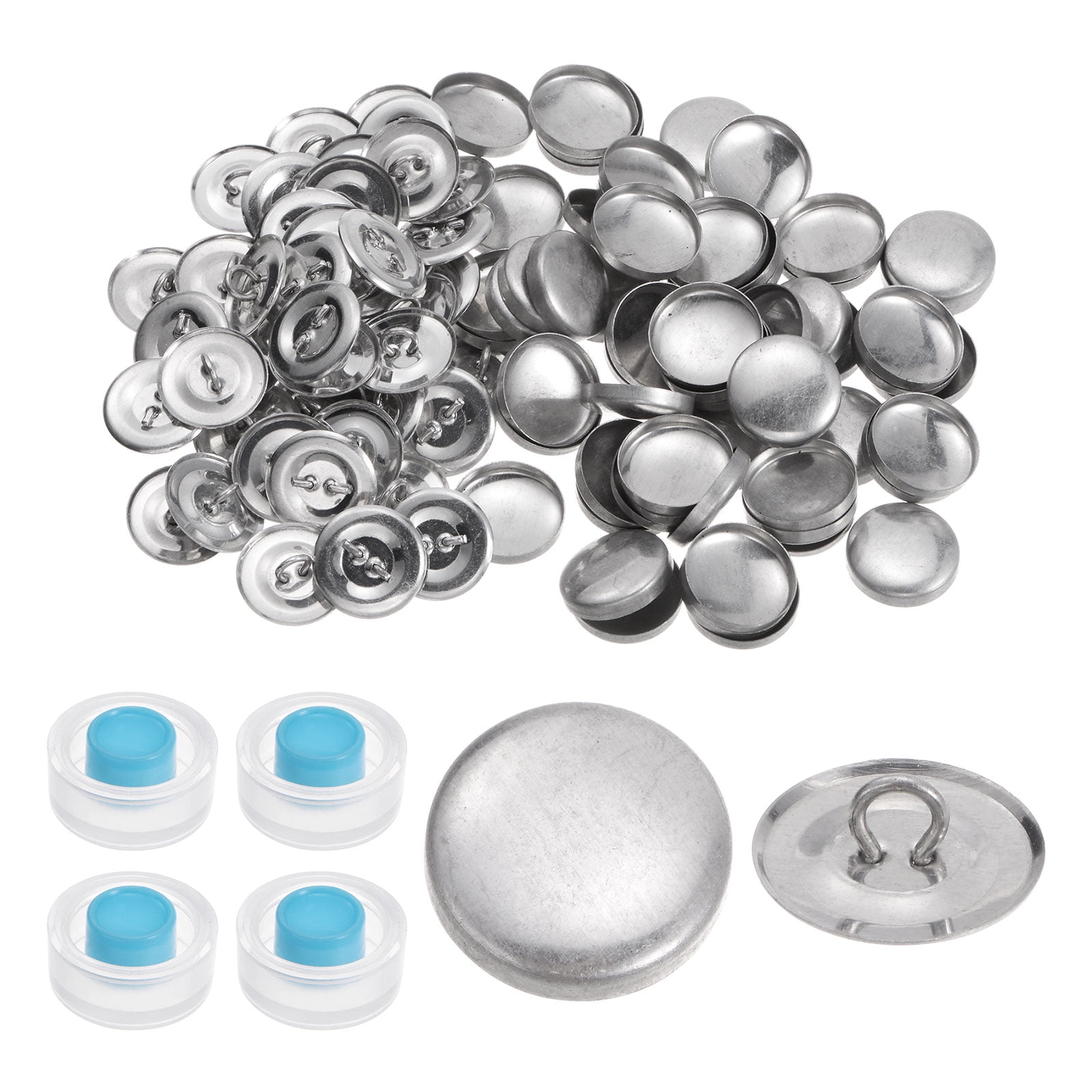 200 Sets Self Cover Button Kit 19mm Metal Aluminum Button with 4 Tools ...