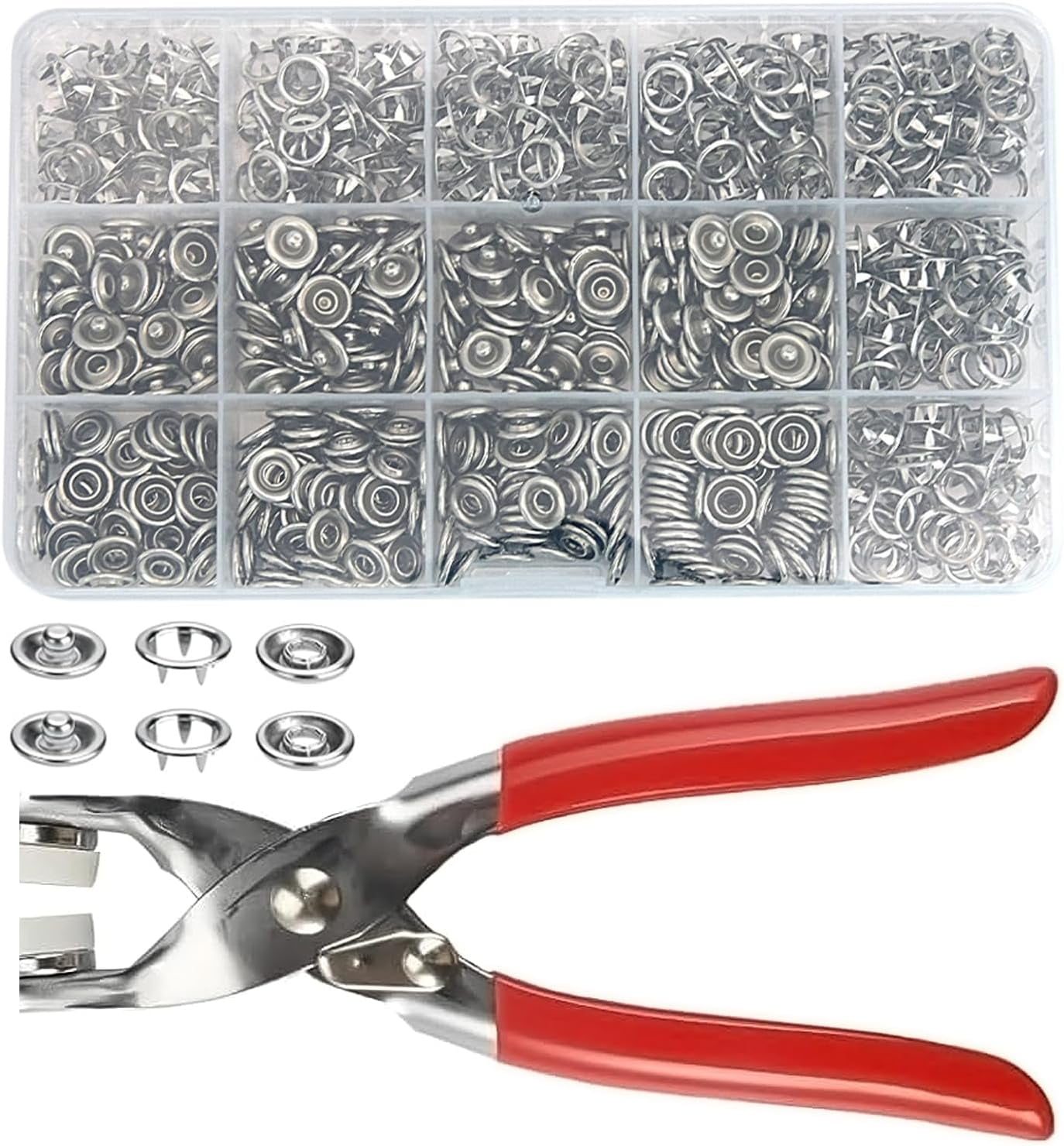 200 Sets Snaps for Fabric, Metal Snaps Buttons with Fastener Pliers ...