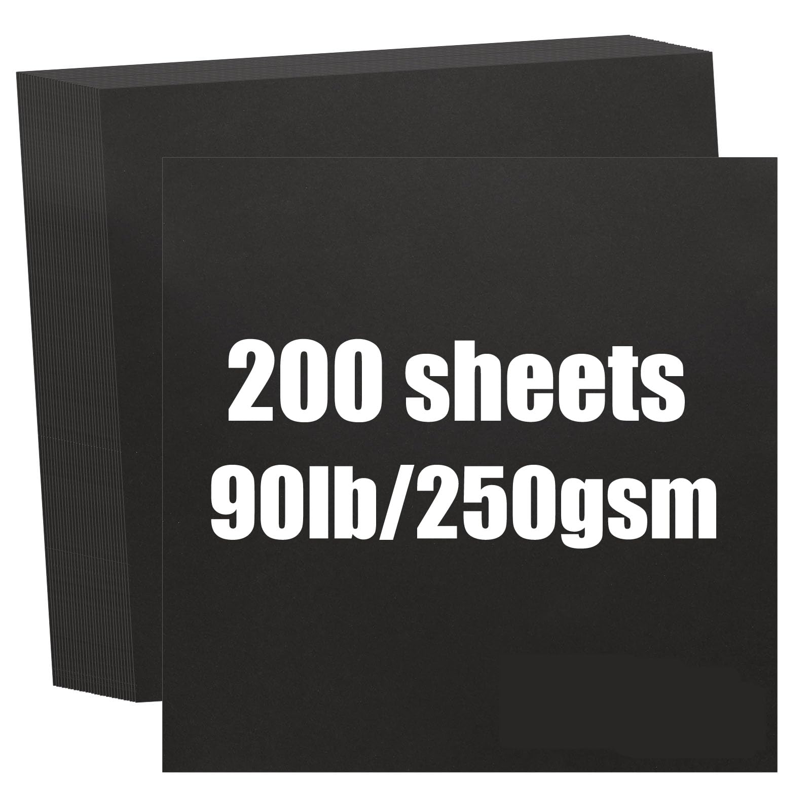 200 Sheets Black Cardstock KEF16 11.8x11.8" Scrapbook Paper 90lb/250 ...