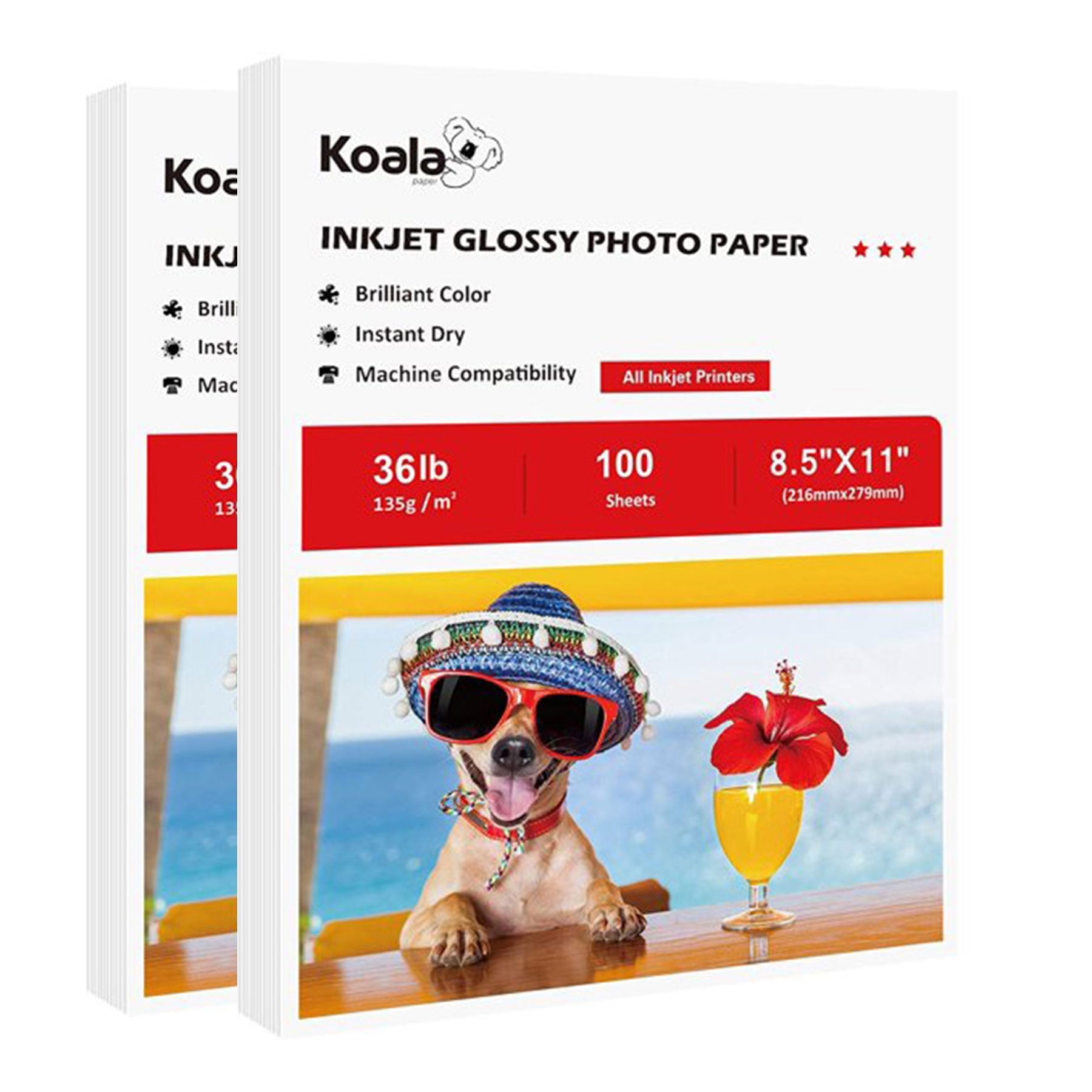 KOALA PAPER Inkjet Glossy Photo Paper 8.5x11 inch 36 lb 135gsm 200 ...