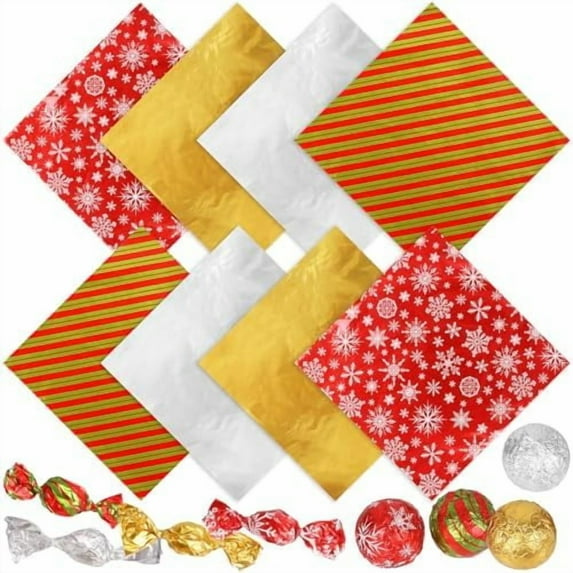 200 Sheets Christmas Foil Candy Wrappers, Square Christmas Candy ...