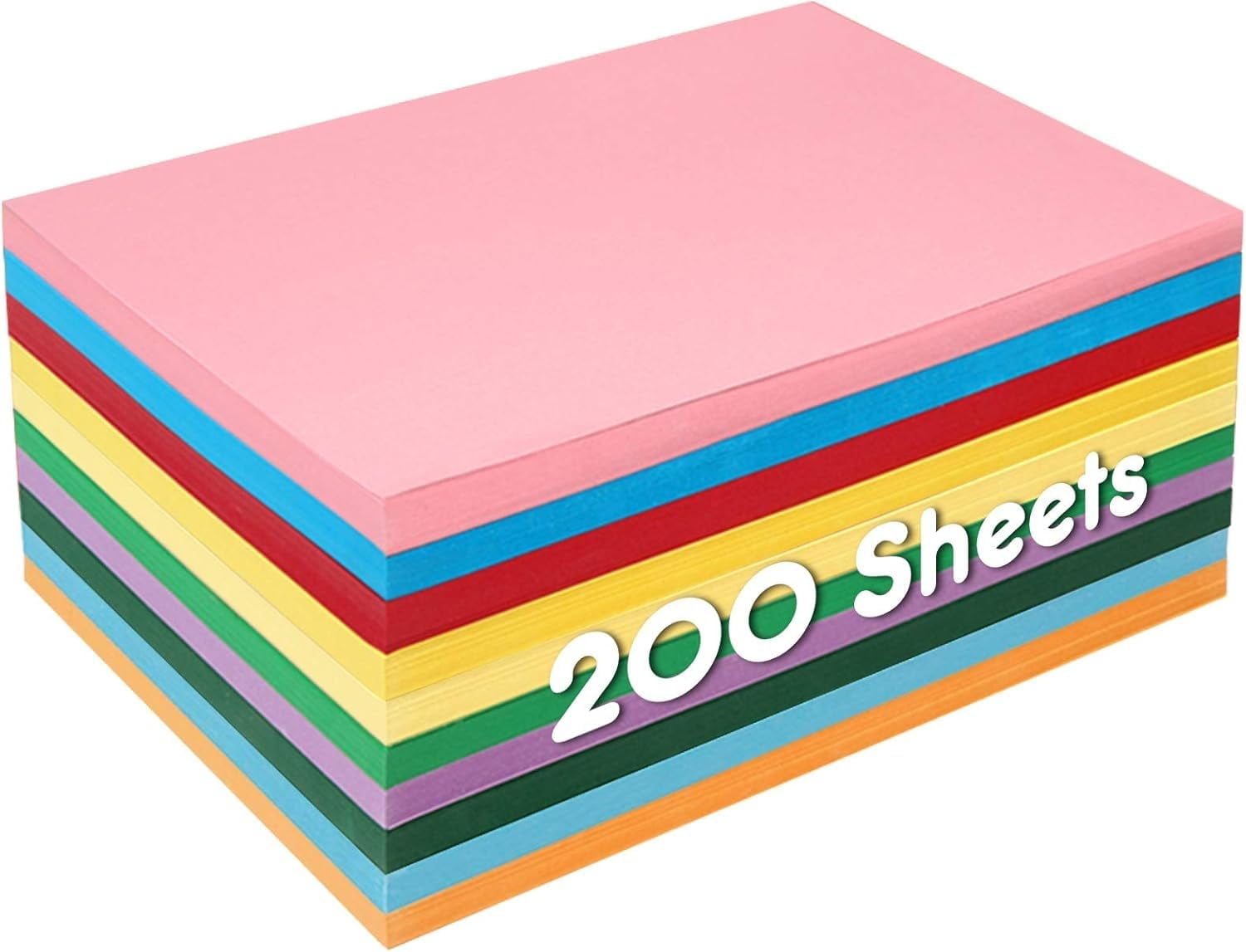 200 Sheets Construction Paper Bulk Pack, 10 Assorted Colors Cardstock ...