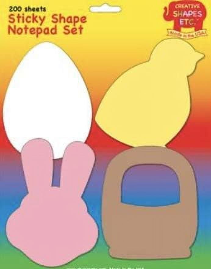 200 Sheets Easter Sticky Notepad Set 3in Basket Egg Chick Bunny Cute ...