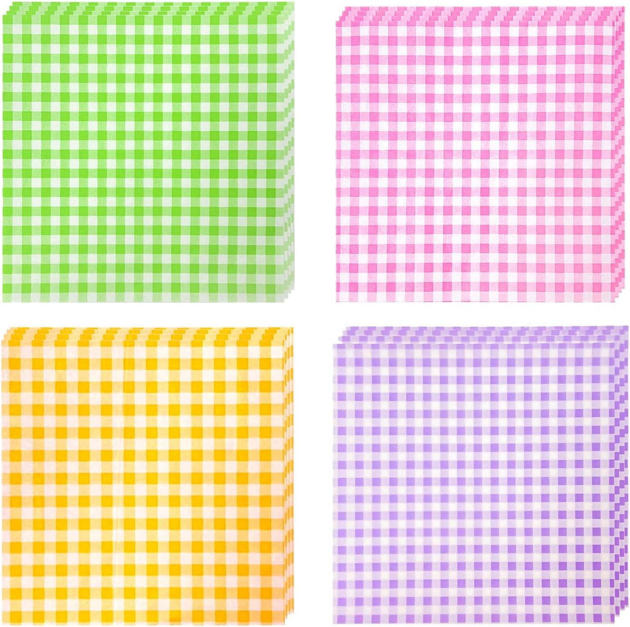 200 Sheets Food Sandwich Paper Wraps, 4 Colors Checkered Deli Paper ...
