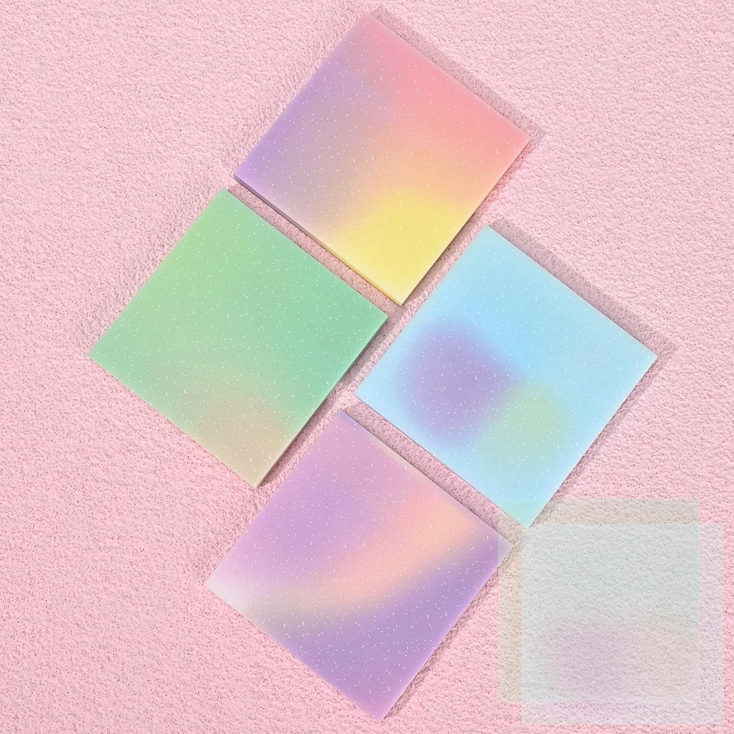 200 Sheets Glitter Transparent Sticky Notes, 3 x 3 Clear Memo Pads ...