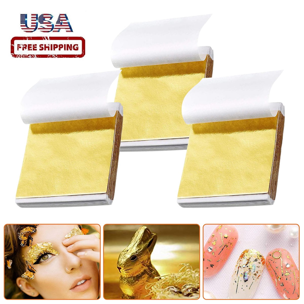 200 Sheets Gold Foil Paper Art Gold Foil Sheets Gilding Brush Thin Gold ...
