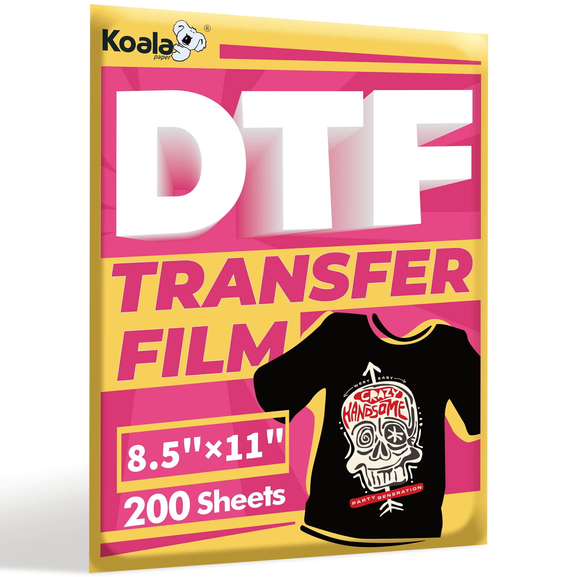200 Sheets KOALA DTF Film 8.5x11 Direct to Film Clear Sublimation Paper for Dark Fabric Cotton ...