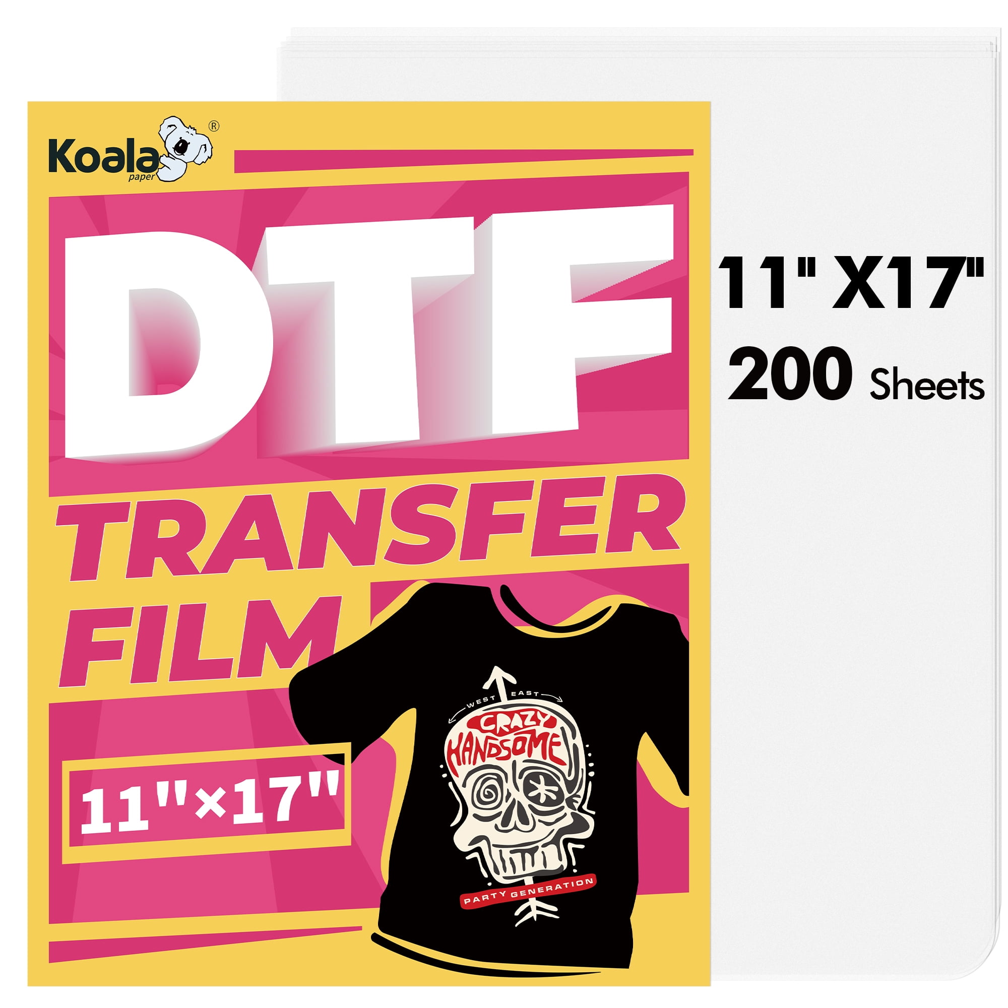 200 Sheets KOALA DTF Film for Sublimation Heat Transfer 11x17 inch Clear Transfer Paper for Dark ...