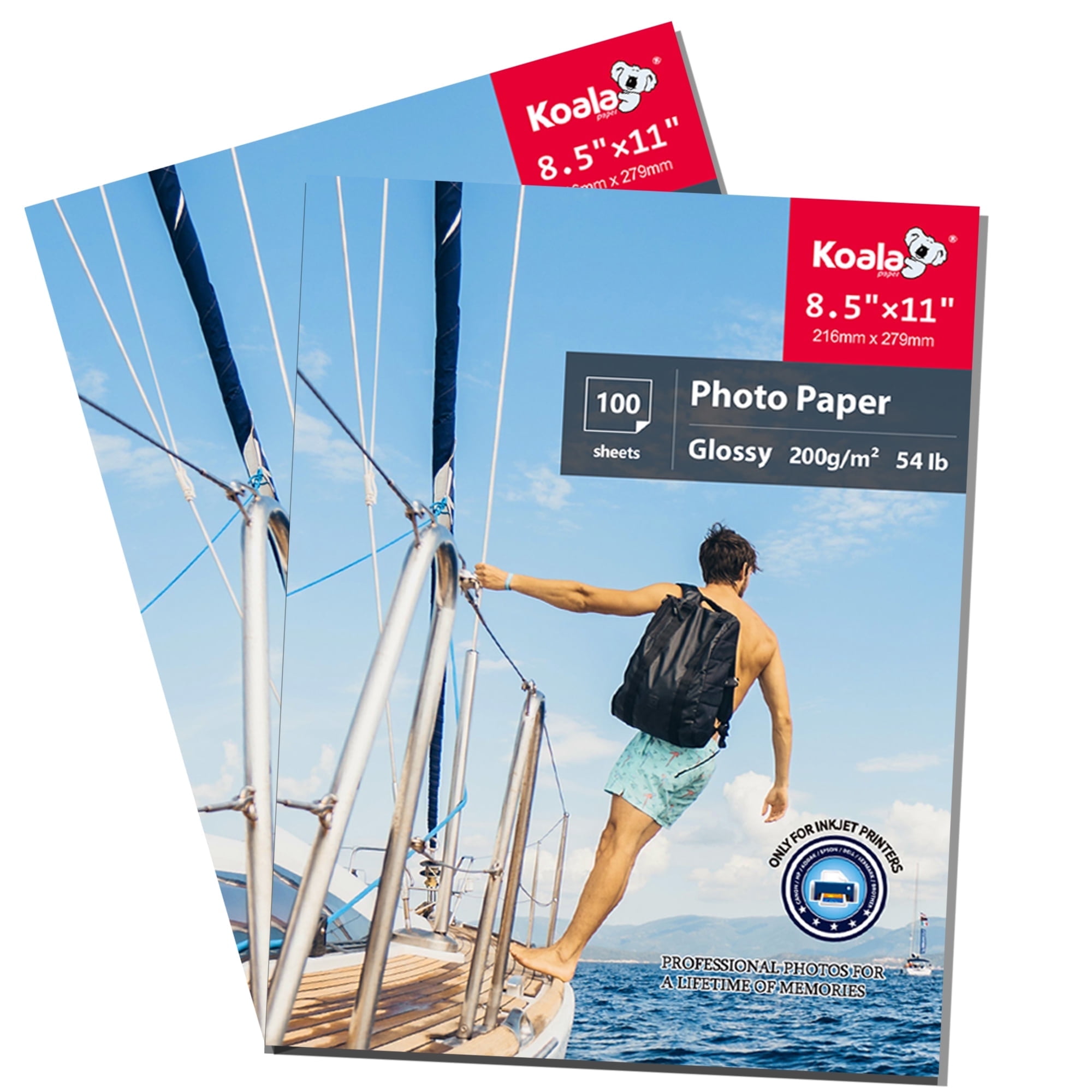 KOALA Premium Glossy Inkjet Photo Paper 200gsm, 8.5 x 11", 200 Sheets ...