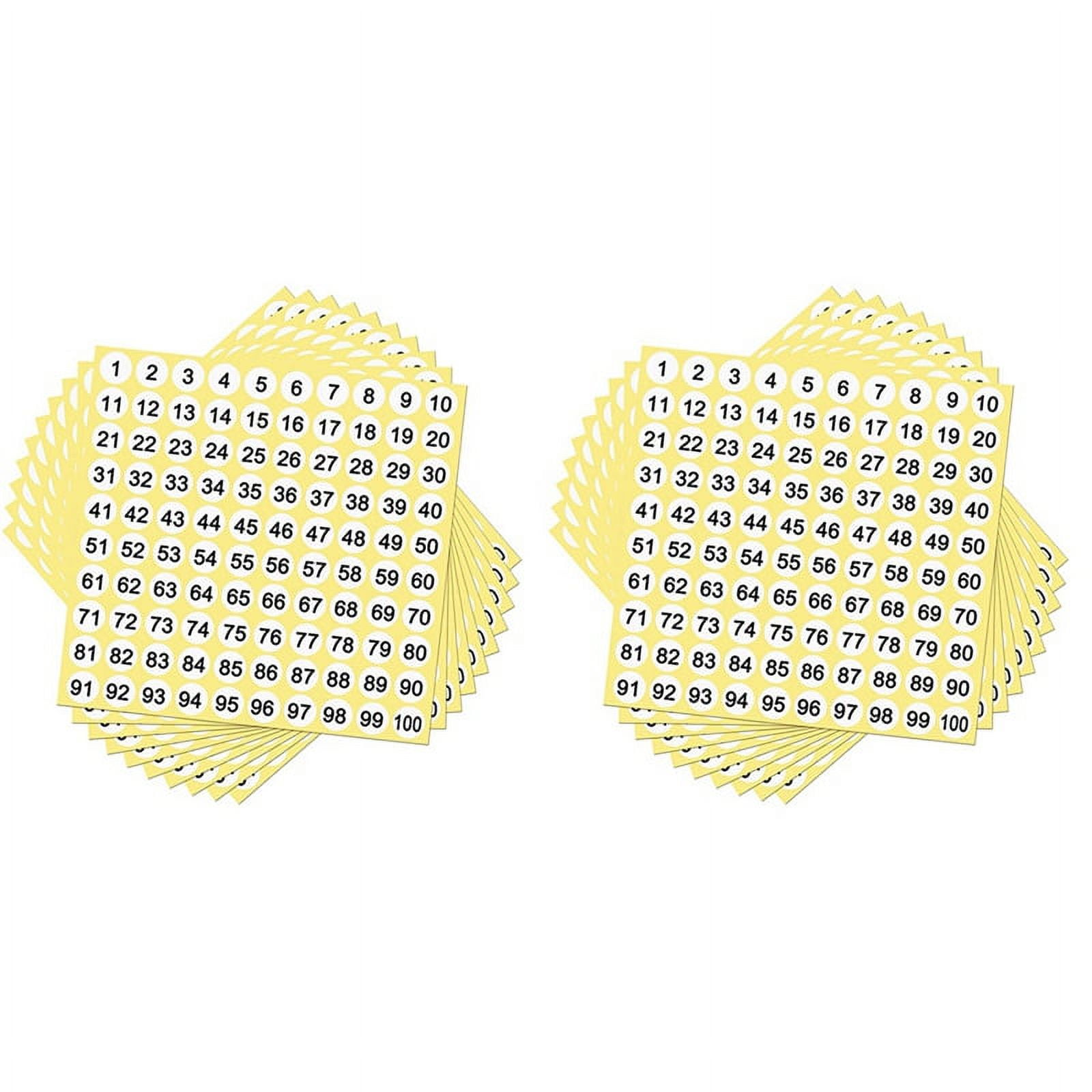 NEW 200 Sheets Number Labels Stickers 1-100 Numbers Round 0.4 Inch ...
