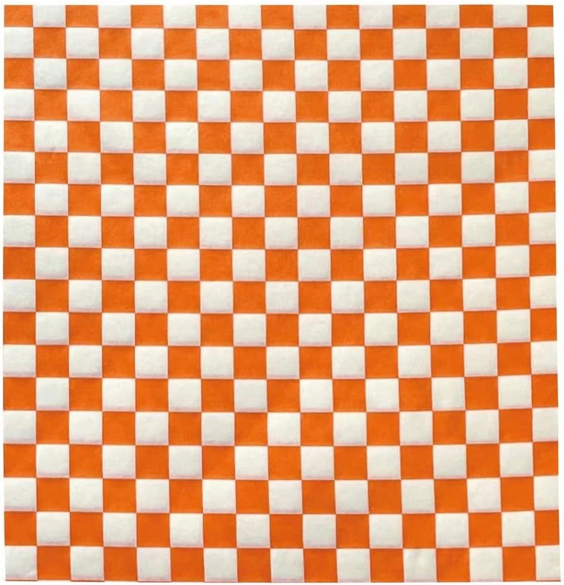 200 Sheets Orange and White Checkered Food Wrapping Paper, Dry Waxed ...