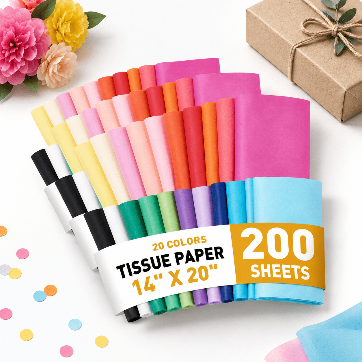 200 Sheets Tissue Paper 20 Colors 14