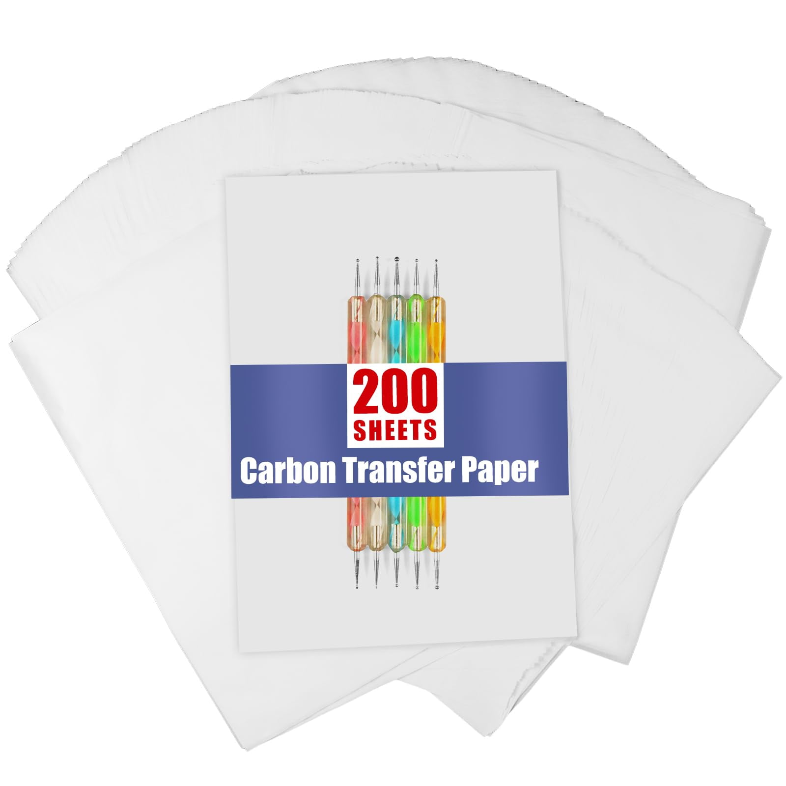 200 Sheets White Carbon AIF9 Transfer PaperGraphite Tracing Paper with Embossing Styluses for ...