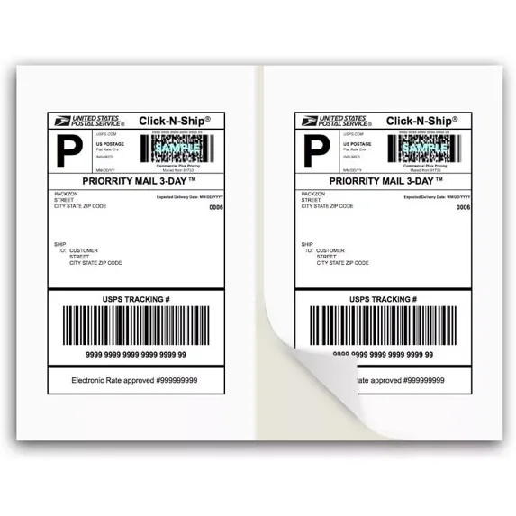 200 Shipping Labels 8.5X5.5 Square Corner Self Adhesive 2 Per Sheet ...