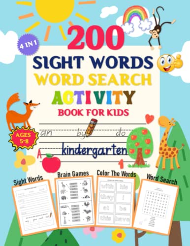 Pre-Owned 200 Sight Words Word Search Activity Book for Kids: Sight ...