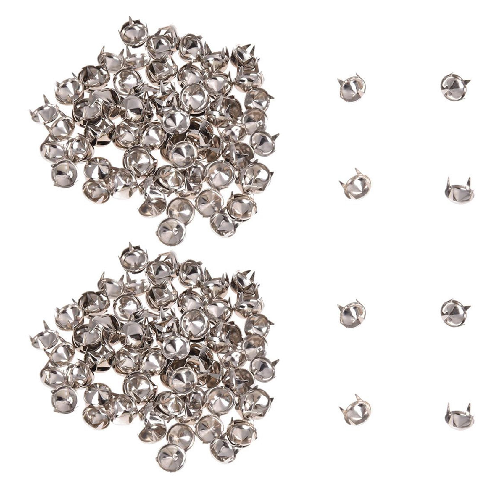 200 Silver Copper Round Cone Rivet Spike Studs Spots DIY Rock Punk 8mm ...